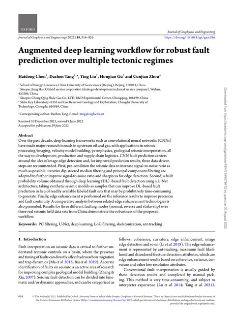 pdf augmented deep learning workflow for robust fault prediction over multiple tectonic regimes