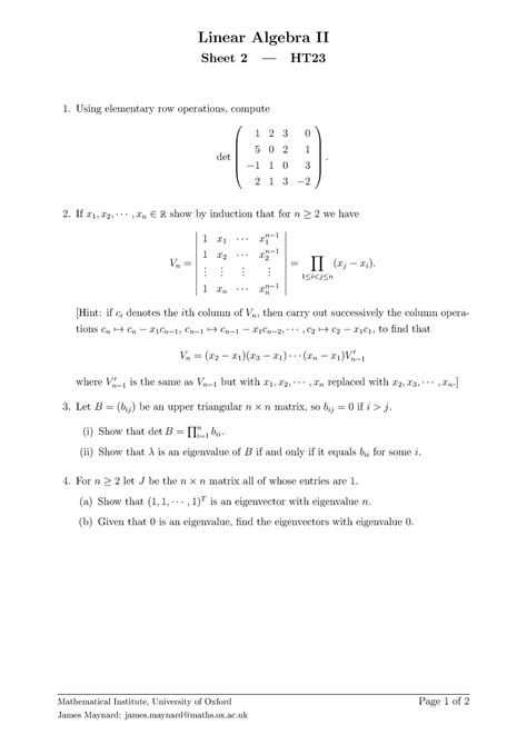 2023sheet 2 linear algebra ii sheet 2 linear algebra ii sheet 2 — ht using elementary row