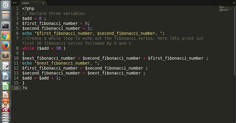 begin your code php basics fibonacci series