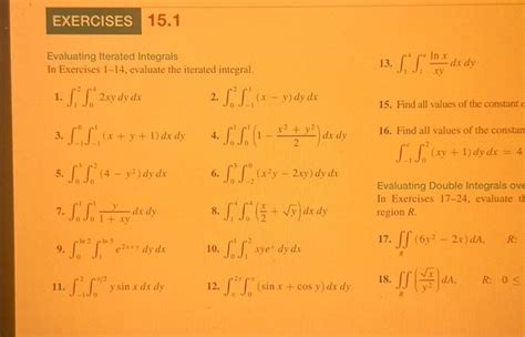 solved evaluating iterated integrals in exercises 1 14