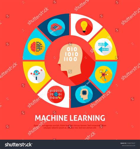 Machine Learning Concept Icons Vector Illustration เวกเตอรสตอก ปลอด