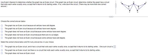 solved use euler s theorem to determine whether the graph