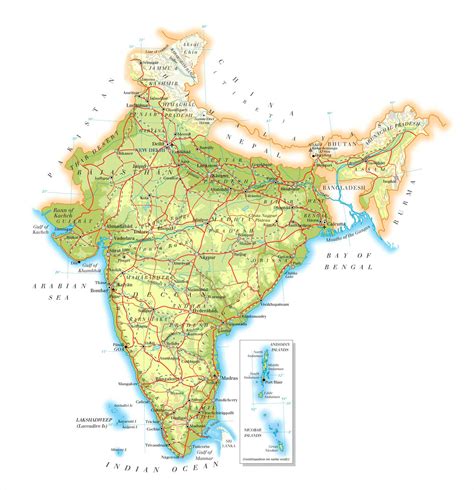 Detailed Road Map Of India India Detailed Road Map Vidiani
