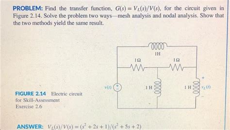 Solved Problem Find The Transfer Function G S Vl S V S Chegg
