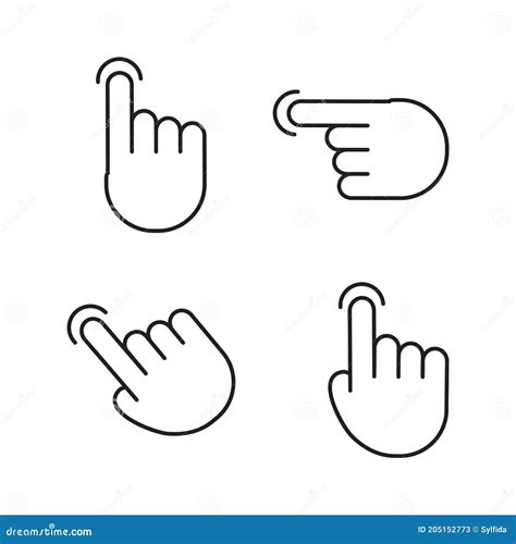 Gesture Touch Screen Icons Finger Click Tap On Button Touchscreen