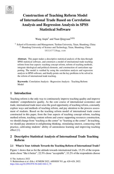 pdf construction of teaching reform model of international trade based on correlation analysis