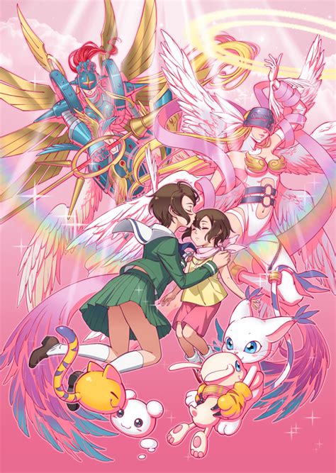 Yagami Hikari Angewomon Tailmon Plotmon Nyaromon And 2 More Digimon And 2 More Drawn By