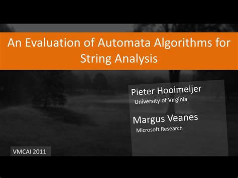 ppt an evaluation of automata algorithms for string analysis powerpoint presentation id 3455236