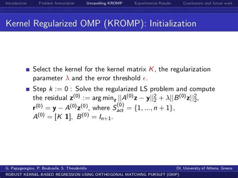 robust kernel based regression using orthogonal matching pursuit