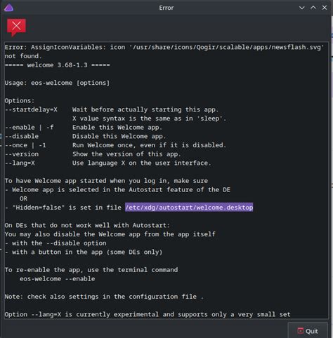 eos welcome error on clean install newbie endeavouros