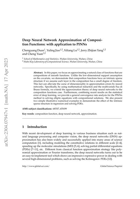 deep neural network approximation of composition functions with application to pinns deepai