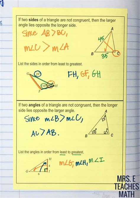 the triangle inequality theorem interactive notebook page for geometry high school math
