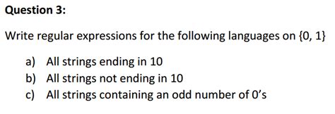 solved write regular expressions for the following languages
