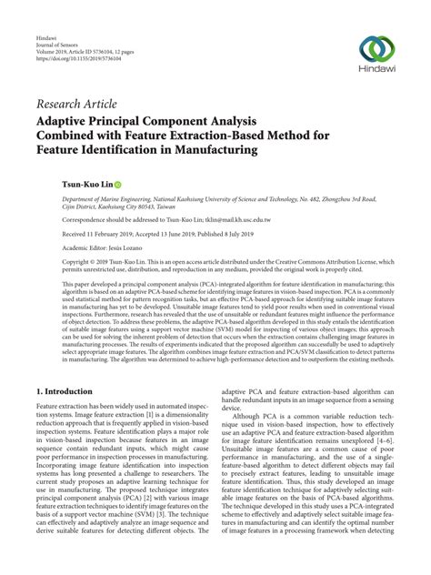 pdf adaptive principal component analysis combined with feature extraction based method for