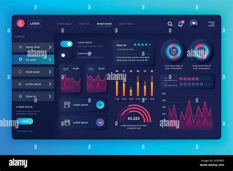 Neumorphic Dashboard UI Kit Admin Panel Vector Design Template With