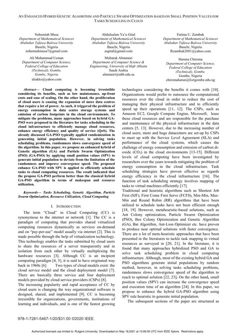 pdf an enhanced hybrid genetic algorithm and particle swarm optimization based on small
