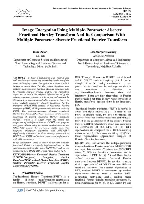 pdf image encryption using multiple parameter discrete fractional hartley transform and its