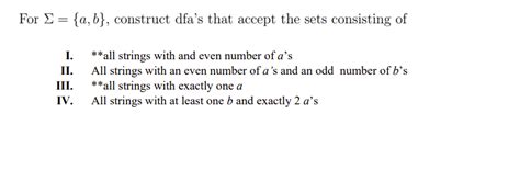 solved for Σ {a b} ﻿construct dfa s that accept the sets