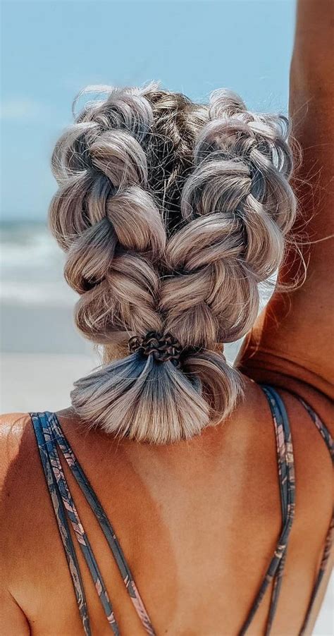 45 Cute Hairstyles For Summer And Beach Days Beach Braids Bun