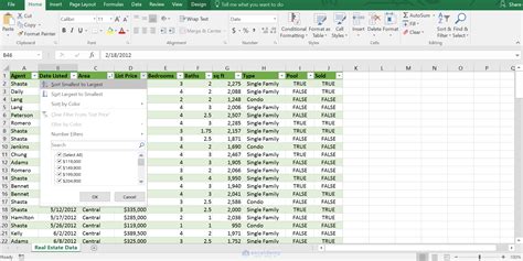 how to use sort and filter with excel table