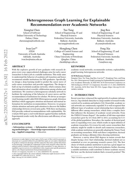 pdf heterogeneous graph learning for explainable recommendation over academic networks