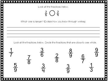 Leveled Comparing Fractions Intro Worksheet 3rd Grade TpT