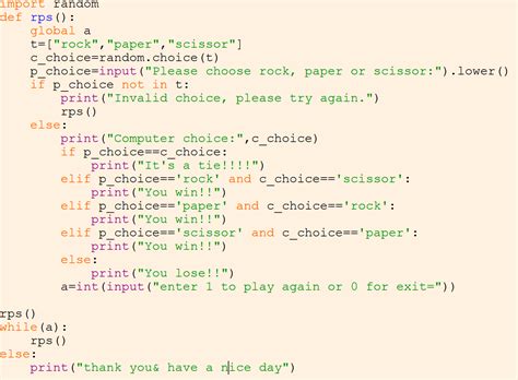 program to create rock paper scissors game in python wholesome coding