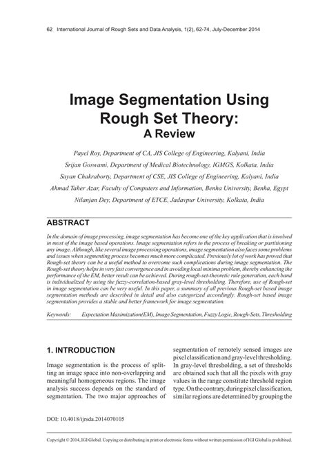 pdf image segmentation using rough set theory a review