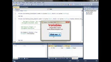 variables visual basic youtube