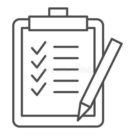 Task List Line Icon Clipboard With Checklist Paper And Pen Symbol