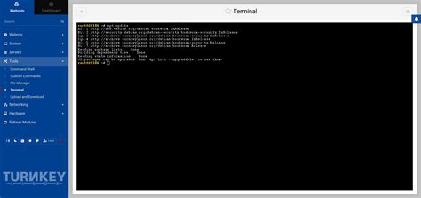 Web Shell Vs Webmin Command Shell TurnKey GNU Linux