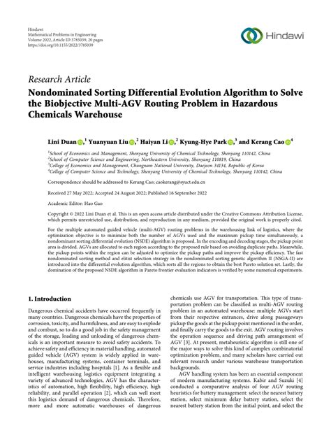 pdf nondominated sorting differential evolution algorithm to solve the biobjective multi agv