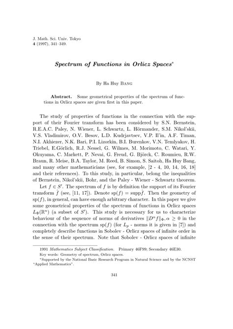 pdf spectrum of functions in orlicz spaces