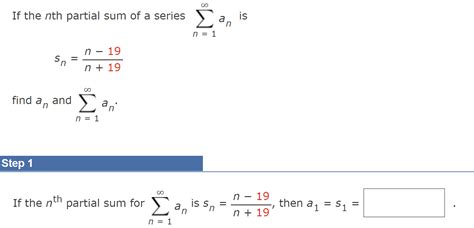 solved if the nth partial sum of a series ∑n 1∞an is