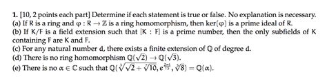 solved determine if each statement is true or false no