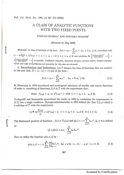 pdf a class of analytic functions with two fixed points