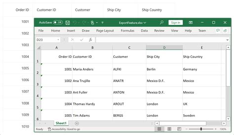 export to excel in maui datagrid control syncfusion
