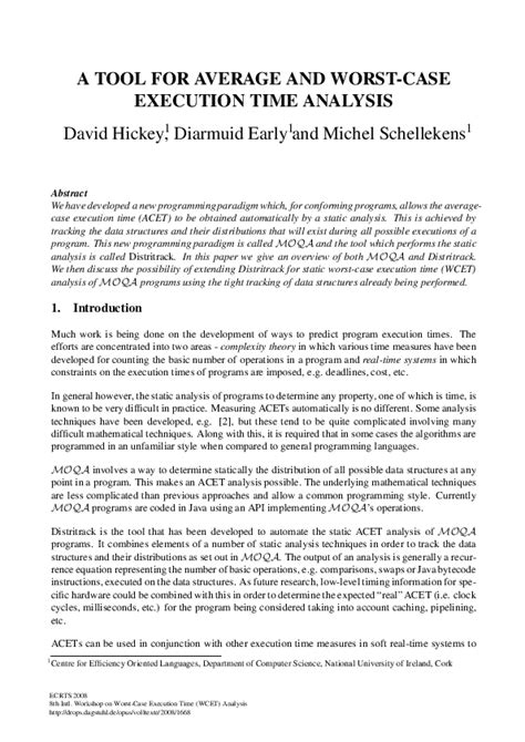 pdf a tool for average and worst case execution time analysis} raimund kirner