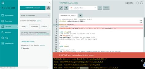 [solved] multiple libraries were found for liquidcrystal i2c h web editor arduino forum