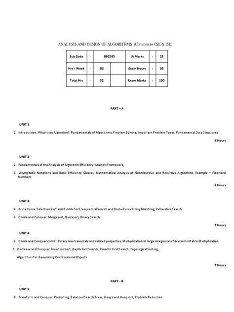 analysis and design of algorithms common to cse and ise pdf algorithms and data structures