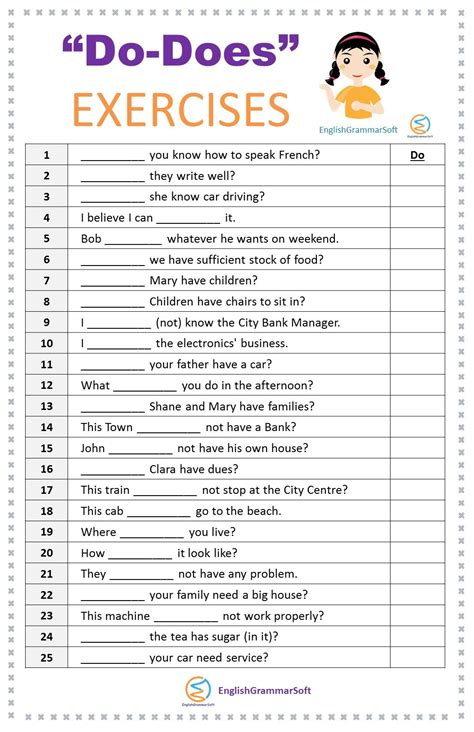 Do Does Exercises Worksheet With Answers English Worksheets For