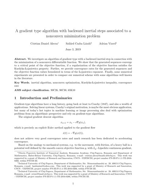 pdf a gradient type algorithm with backward inertial steps associated to a nonconvex