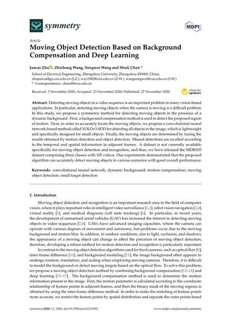 pdf moving object detection based on background compensation and deep learning