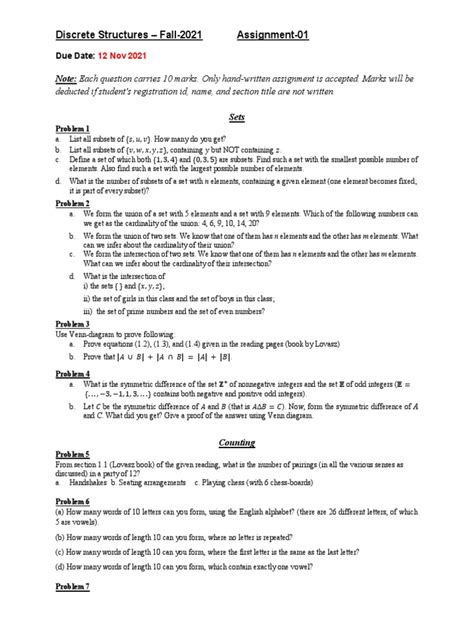 ds assignment 01 pdf combinatorics mathematical objects