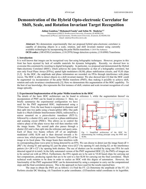 pdf demonstration of the hybrid opto electronic correlator for shift scale and rotation