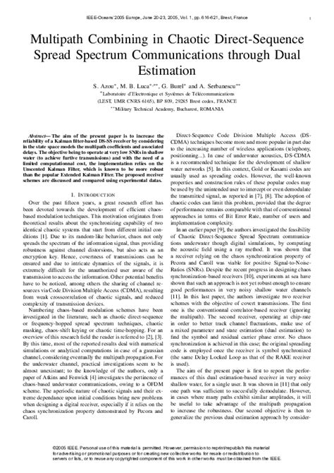 pdf multipath combining in chaotic direct sequence spread spectrum communications through dual