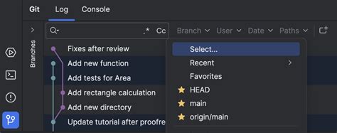 Manage Git Branches PyCharm Documentation