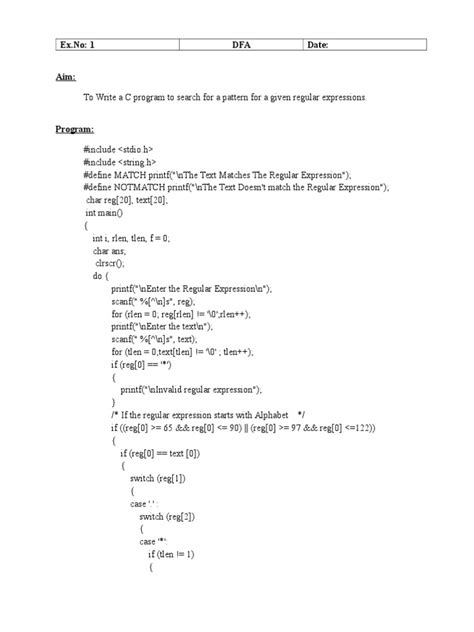 compiler lab program pdf regular expression models of computation