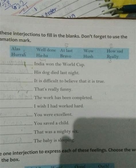 Fill In The Blanks With Appropriate Interjection Brainly In