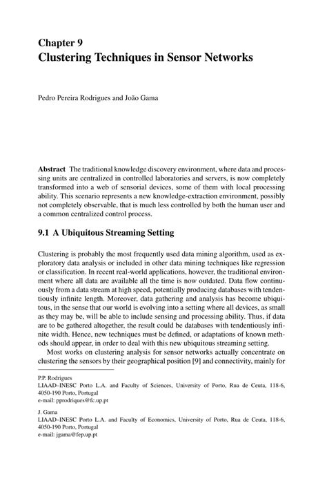 pdf clustering techniques in sensor networks